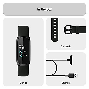 Fitbit Inspire 3 Health & Fitness Tracker with Stress Management, Workout Intensity, Sleep Tracking, 24/7 Heart Rate and more, Midnight Zen/Black One Size (S & L Bands Included)