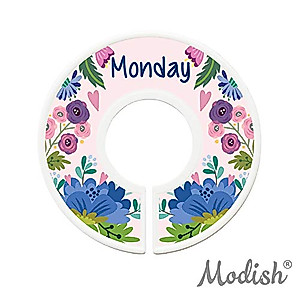 Modish Labels, Weekly Clothes Organizer, Days of The Week Closet Organizer System, Daily Closet Organizer, Closet Dividers, School Clothes Dividers (Boho Flowers)