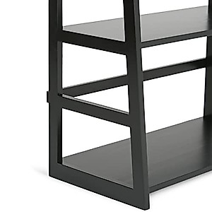 SIMPLIHOME Acadian SOLID WOOD 30 Inch Transitional Ladder Shelf Bookcase in Black, For the Living Room, Study Room and Office