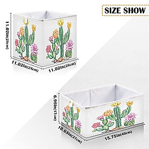 Kigai Cactus Flower Rectangular Storage Bins - 16x11x7 In Large Foldable Storage Basket Fabric Storage Baskes Organizer for Toys, Books, Shelves, Closet, Home Decor