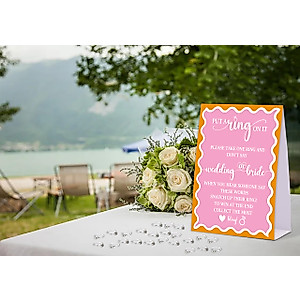 Pink Wavy Border Don't say Bride or Wedding Game, Put a Ring on It Bridal Shower Game with 50 Fake Rings, Modern Bridal Shower Decorations, Wedding Shower or Bachelorette Party Supplies - 07