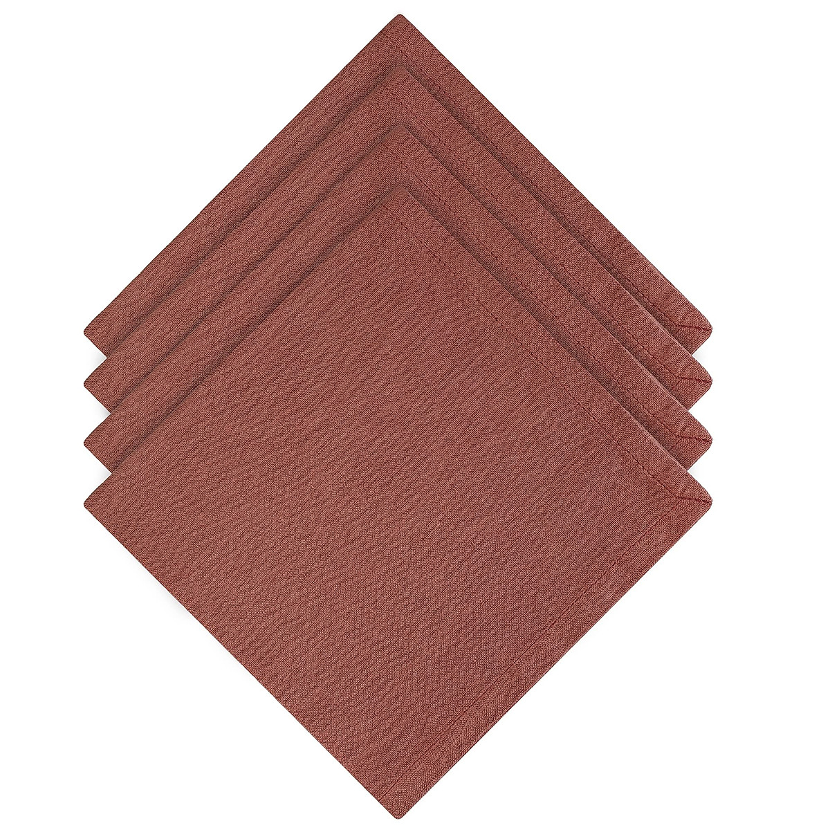 Sunday Path 100% Pure French Linen Dinner Napkins, Set of 4, 18" x 18", Reusable & Machine Washable, Natural Flax Cloth Napkin, Handmade with Mitered Corners, Gift Choice | Brick Red