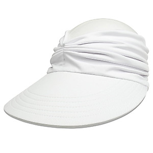 Muryobao Womens Sun Visor Hat Wide Brim Summer UPF 50+ UV Protection Beach Sport Cap White
