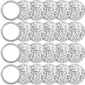 Qunclay 12 Pcs Disco Ball Compact Mirror 2.76 Inch Vintage Round Pocket Mirror Makeup Mini Mirror Handheld Portable Mirror for Purse, Women Gift Disco Party Supply Travel Daily (Classic Color)