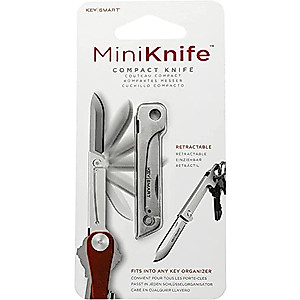 KeySmart Mini Knife - Keychain Pocket Knife, Compact Folding Boc Cutter with Stainless Steel, Add-On Accessory (Silver)