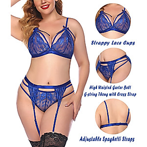 Avidlove Women Lingerie Set Plus Size with Garter Belts Sexy Bra and Panty Underwear Lingerie Sets