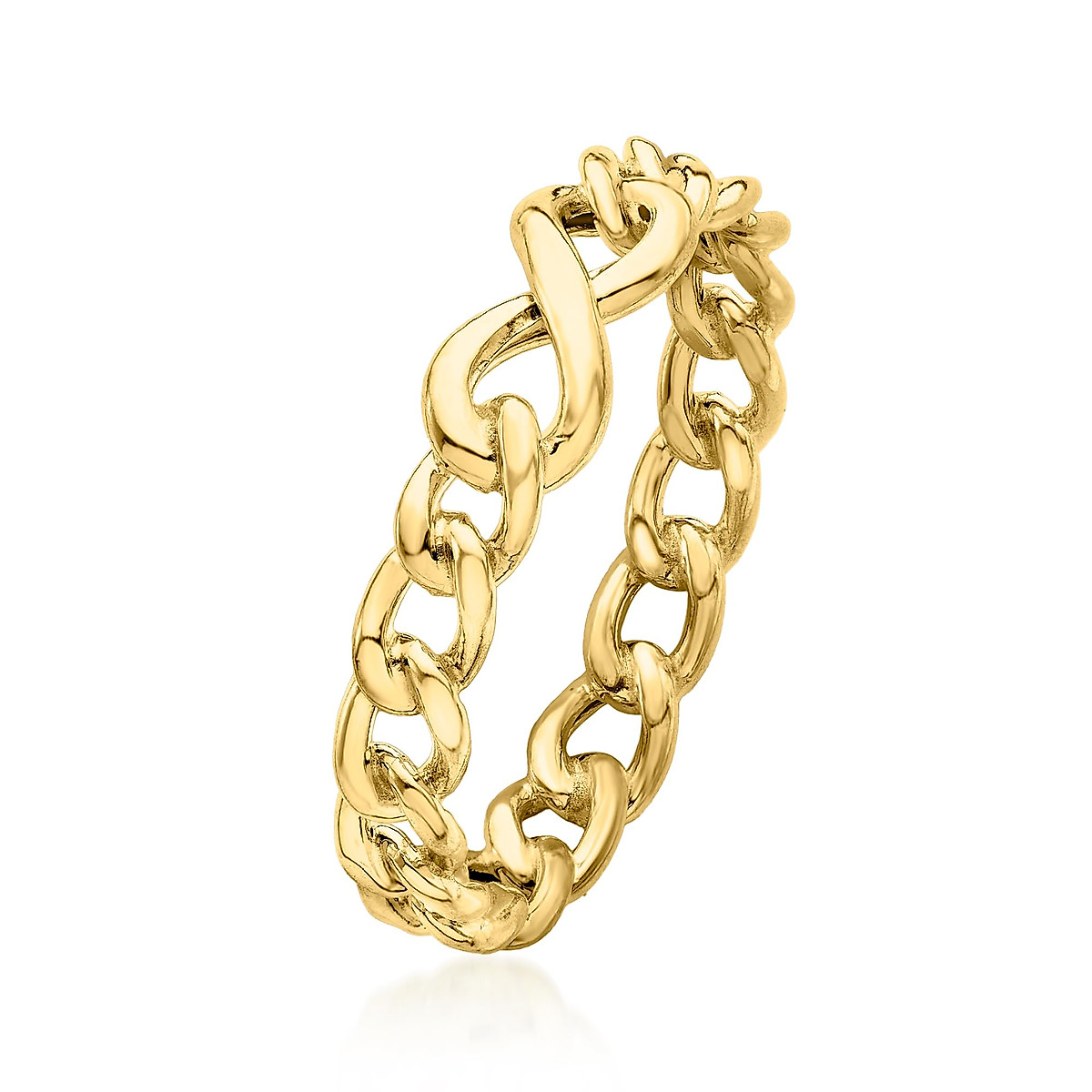 Ross-Simons RS Pure Italian 14kt Yellow Gold Infinity Symbol Curb-Link Ring. Size 6