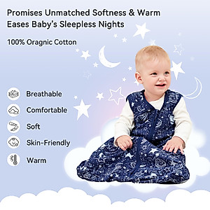 Unnivoll Baby Sleep Sack 6-12 Months 3 Pack 100% Cotton Lightweight 0.5 TOG Wearable Blanket Baby Sleep Bag with 2-Way Zipper for Newborn Infant Blue