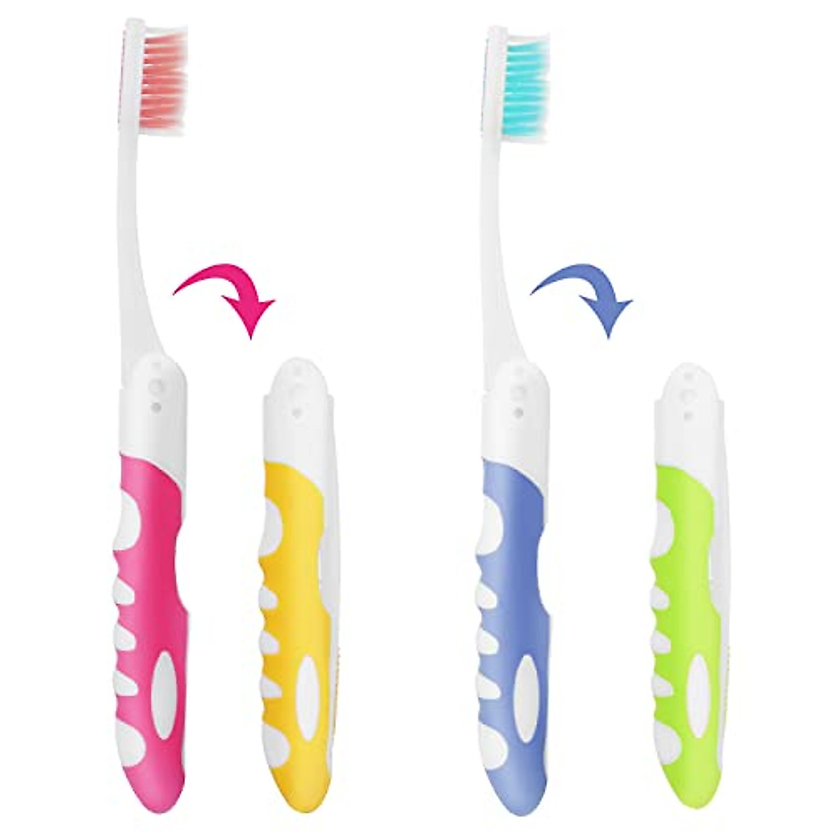 Sibba Travel Toothbrush, 4 Pack Folding Toothbrushes, Portable Soft Bristles Toothbrush with Box for Travel Camping Hiking School Home