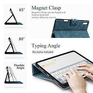 Antbox Case for 2024 iPad Air 11'' (M2)/ iPad Air 5th/4th Generation 10.9'' Vegan Leather with Pencil Holder Typing Angle Auto Sleep/Wake Muti-Stand iPad Air 6th/5th/4th Case (Blue)