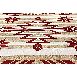 Unique Loom Outdoor Modern Collection Area Rug - Albuquerque (8' x 10' Rectangle, Burgundy/ Beige)