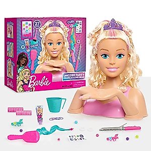 Barbie Unicorn Party 26-piece Deluxe Styling Head, Blonde Hair, Pretend Play, Kids Toys for Ages 5 Up by Just Play