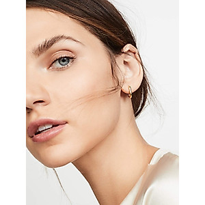 Me&Hz 14K Gold Colored Small Square Huggie Hoop Earrings for Women Cartilage Sleeper Tiny Gold Hoops Earrings Oval U Shaped Geometric Rectangle Huggie Earrings