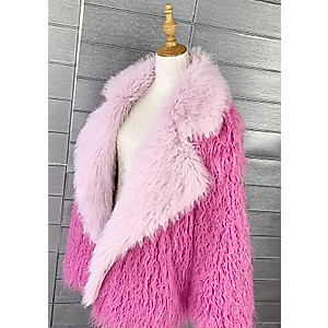 Vickstco Women's Fluffy Long Colorful Faux Fur Jacket Overcoat Warm Outwear Parka Coat Outwear