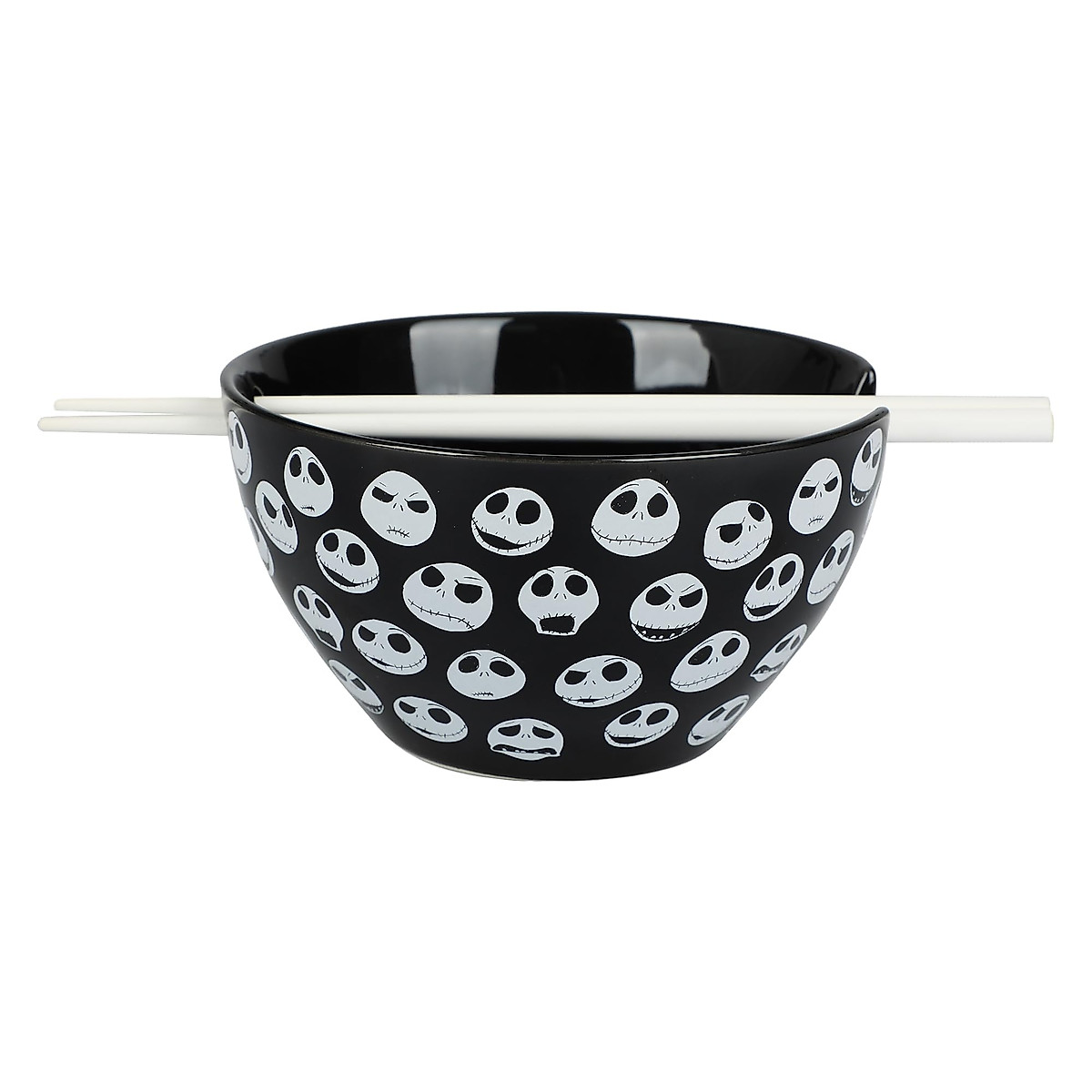 Bioworld Nightmare Before Christmas Jack Skellington On-The-Go Ceramic Ramen Bowl With Chopsticks