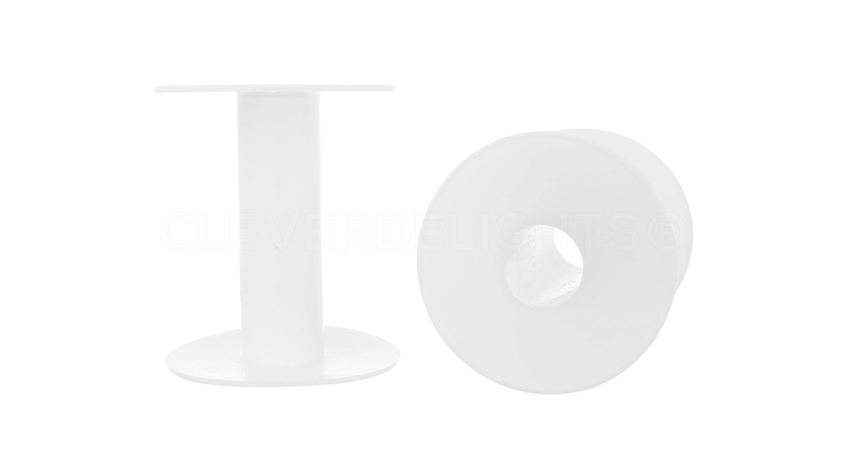 CleverDelights 3" White Plastic Spools 3-Pack for Crafts & Organization
