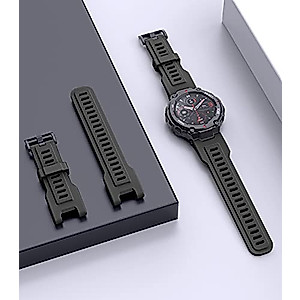 MoKo Sport Strap Compatible with Huami Amazfit T-Rex/T-Rex Pro, Soft Silicone Watch Band Adjustable Wristband Replacement Watchband with Tools, Black