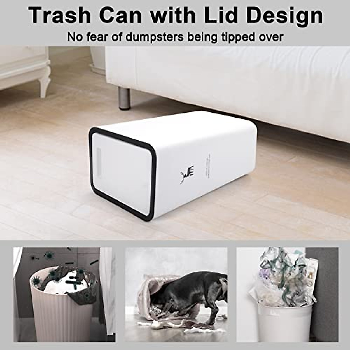 XPIY Trash Can with Lid, 2 Pack 4 Gallons/15 Liters Garbage Can with Press Top, Small, Dog Proof, Plastic Trash Bin, Waste Basket for Bathroom|Kitchen|Bedroom|Office|Living Room|Study (White)
