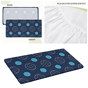 MIXMEY Blue Volleyball Print Square Table Cover with Anti Slip Tablecloth, Polyester Tablecloth,Outdoor Waterproof Elastic Tablecloth,Easy to Clean,30x60 in
