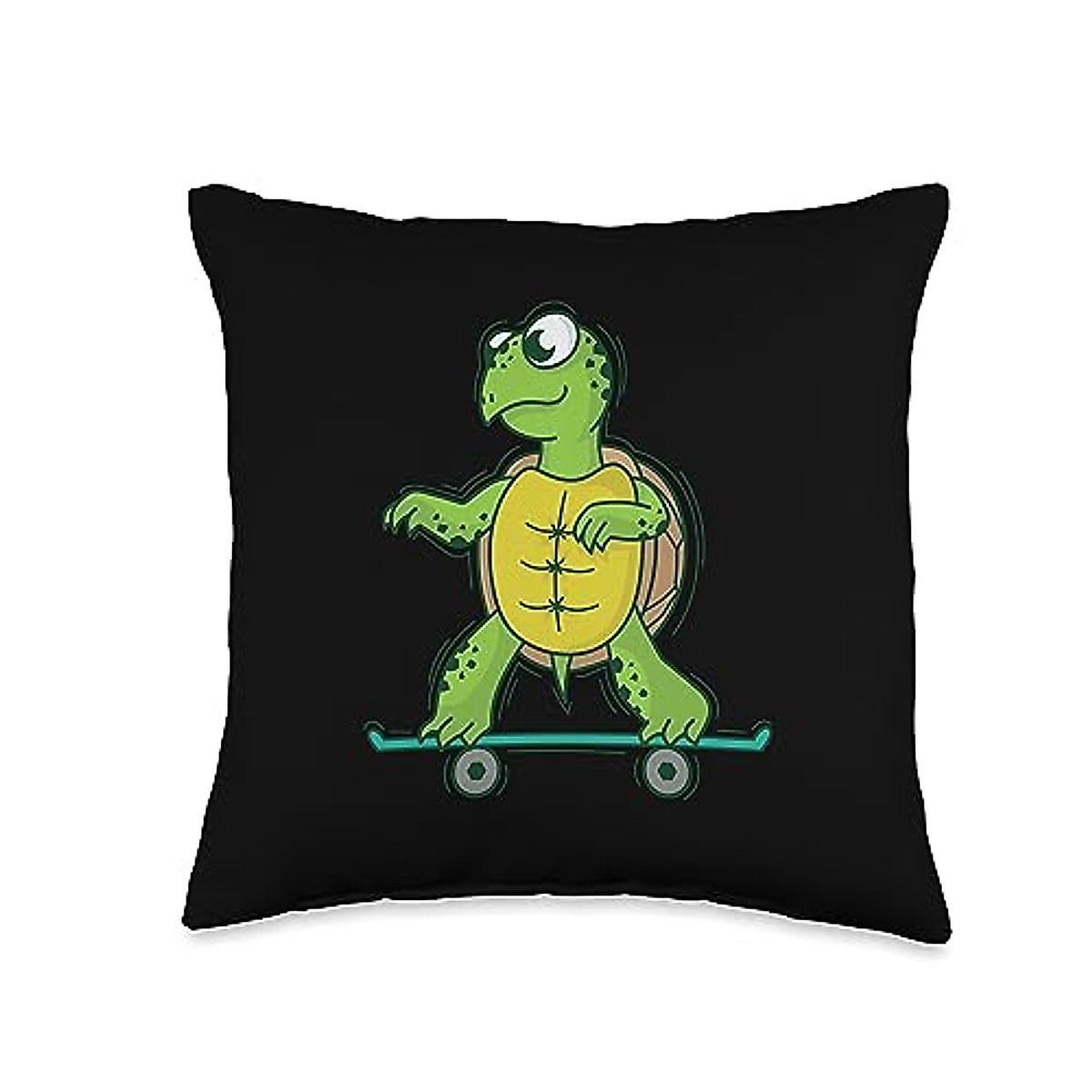 Turtle reptile carapace old Sauropsida Testudines Turtle Loves Skateboarding Throw Pillow, 16x16, Multicolor