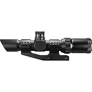 Barska Compact Rifle Scope Red/Green Illuminated Mil-Dot Reticle with Cantilever Rings - 1-4x28