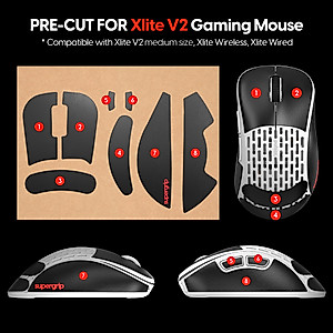 Pulsar Gaming Gears SUPERGRIP Griptape Set for Xlite V2 Medium Sweat Absorbing High Performance Anti Slip 3M Adhesive no Residue Mouse Grip Tape Ultra-Thin 0.5mm (0.02in)