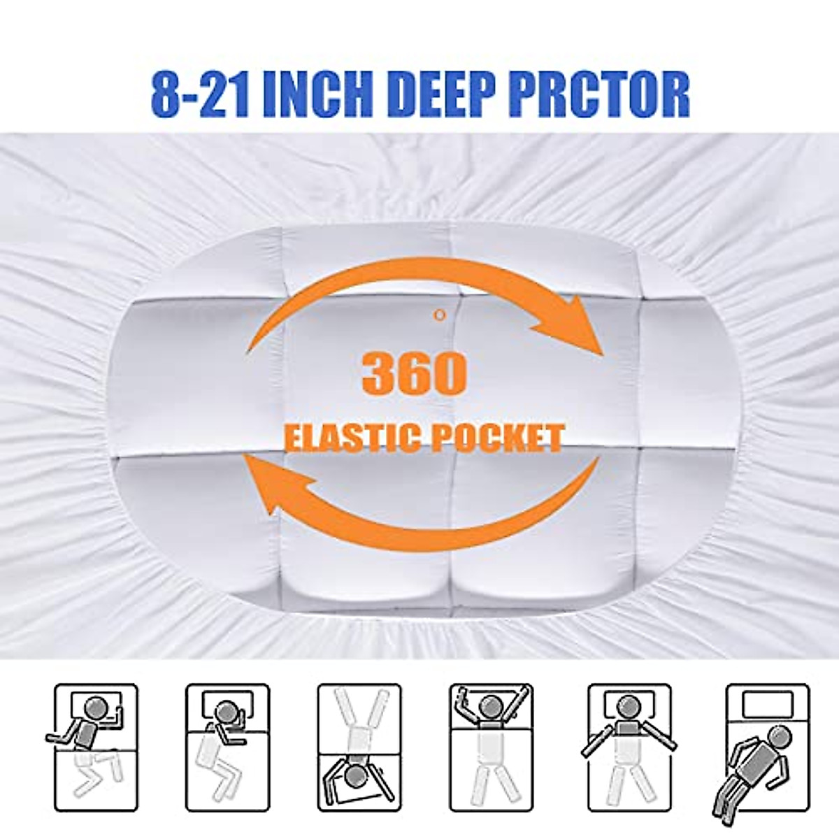 King Size Mattress Topper Extra Thick Cooling Mattress Pad Cover 3D Snow Down Alternative Fill Pillow Top with 8-21 Inch Deep Pocket