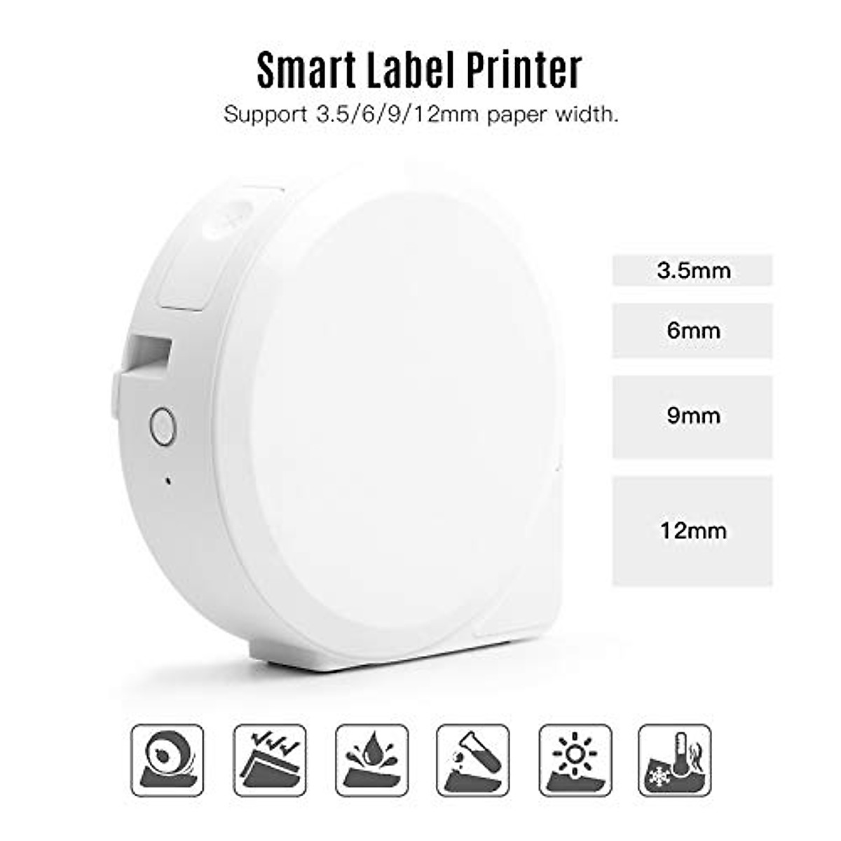 VIBY Portable Label Maker Printer Thermal Transfer Printer Manual Cutting 180dpi BT Connection with APP Multiple Languages (Color : OneColor)