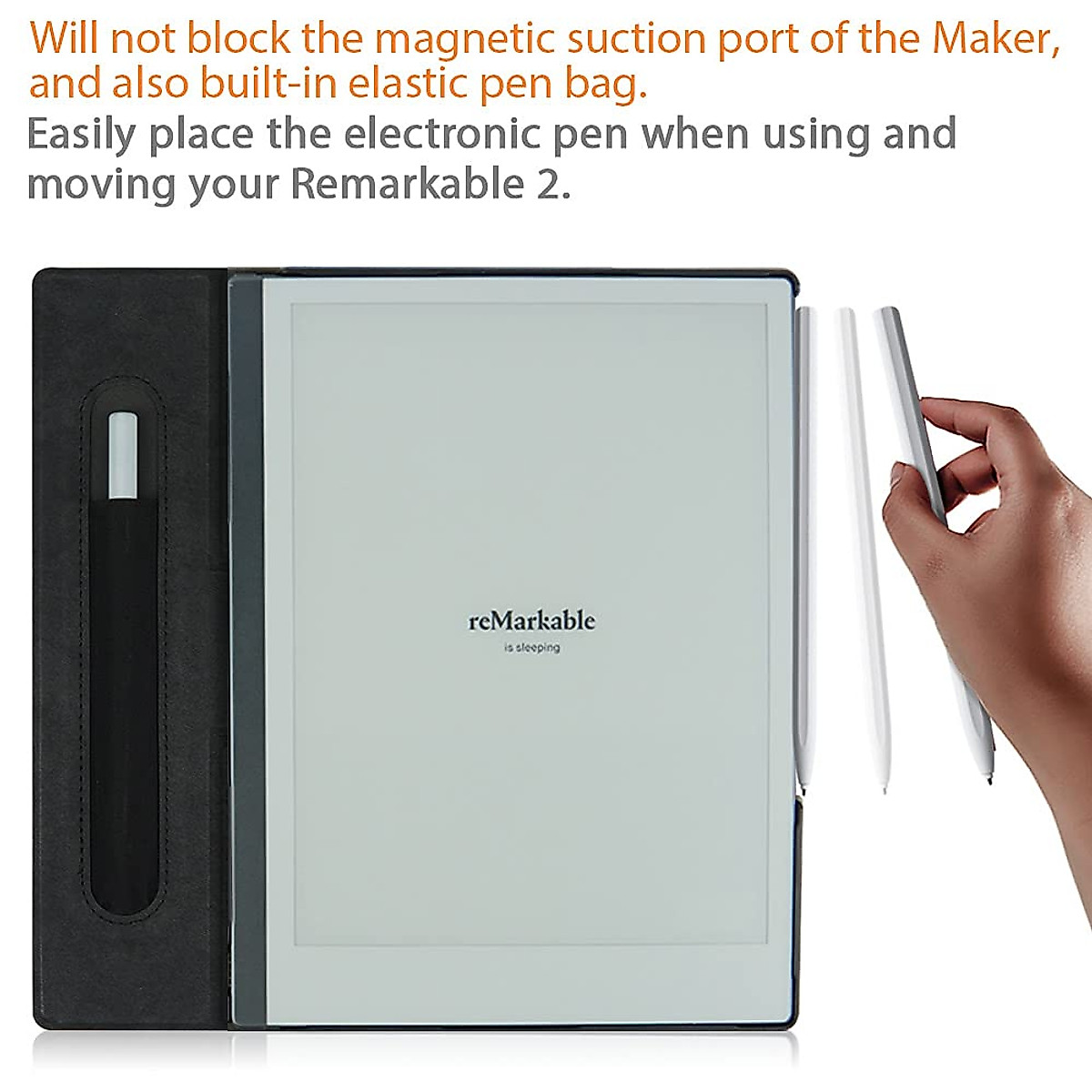 DINGGUAGUA for Remarkable 2 Paper Tablet Case,with Built-in Pen Holder - for 10.3" 2020 Released Cover for Remarkable2 Paper Tablet Book Folio Case,Black