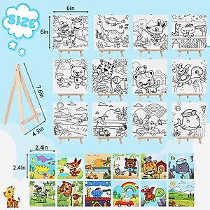 Tenceur 12 Sets Pre Drawn Canvas to Paint Paint Your Own Designer Canvas Set Coloring Painting Canvas Panels Pre Stenciled Canvas Boards with Paints and Brushes for Kid Adult(Cute Style)
