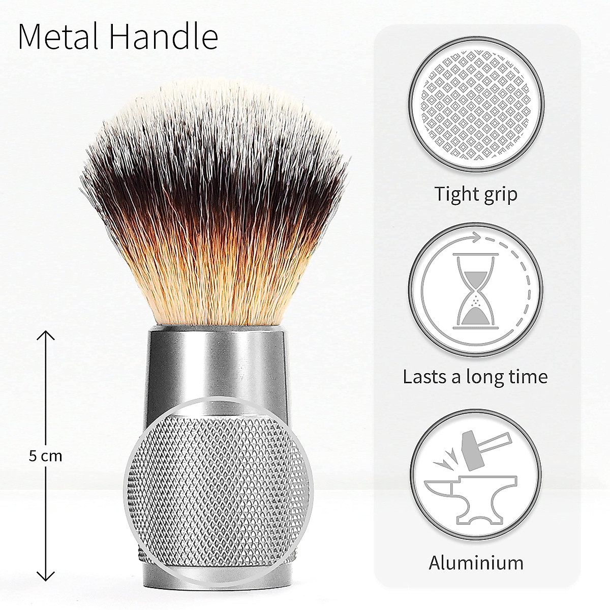 Bambaw - Shaving Brush Vegan | Silver | Ingrown Hair and Razor Bumps Treatment| Durable Shaving Brush Metal Handle| Shaving Brushes for Men and Women | Waste Free Synthetic Hair Brush