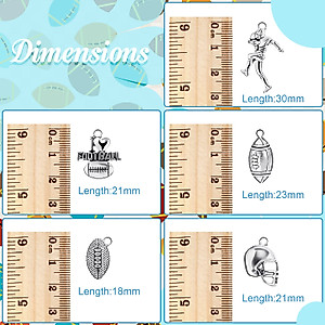 70 Pieces Football Charms Mixed Silver Football Player's Bat Beads Pendants Necklace Crafting Sport Charms Jewelry Making Findings Accessory DIY Necklace Bracelet