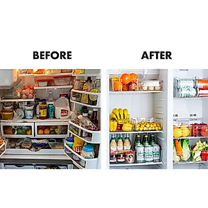 Jinamart Refrigerator Organizer Bins 6 Pcs Multiple Sizes Clear Plastic Storage Bins for Fridge, Freezer, and Pantry Organization, Includes 2 Wide, 2 Narrow, 1 Large Bin & 1 Egg Holder(12 Egg)