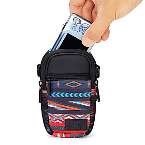 USA GEAR Compact Point and Shoot Camera Case Small Digital Camera Bag with Accessory Pockets and Shoulder Strap - Compatible with Sony CyberShot, Canon G7X Mark iii, Nikon COOLPIX and More (Southwest)