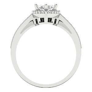 2.48 Carat Marquise Cut Clear VVS1 Ideal Zircon 14k White Gold Halo W/Accents Wedding Anniversary Ring Band Set Size 5.25