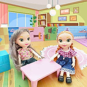 JING SHOW BUSSINESS 5 Sets Doll Clothes for 6 inch Mini Doll ，Include 5 Pieces Girl Mini Dolls, 5 Sets Handmade Doll Clothes and 5 Pairs of Doll Shoes