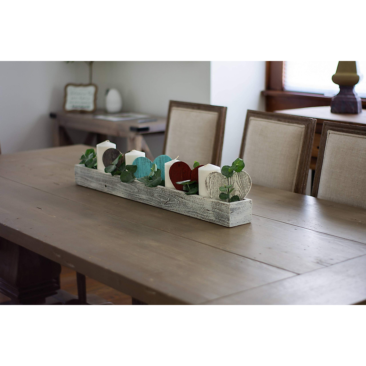 BarnwoodUSA Rustic Centerpiece Barnwood Box | Dining Room Table Decorations for Home Décor | Coffe Table Décor | Planter Box | White Wash | 35.5" L