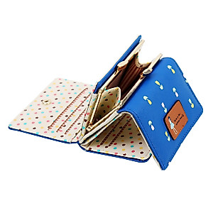 Damara Female Faux Leather Card Holder Mini Wallet Clutch,Dark Blue