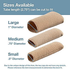 ZenToes 5 Pack Toe Caps Closed Toe Fabric Sleeve Protectors with Gel Lining, Prevent Corn, Callus, Blister Development Between Toes, Soften and Soothe The Skin (Size Medium)