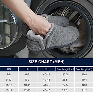 LongBay Men's Slippers Felt Warm Bedroom House Shoes Slip-On Memory Foam Slippers for Indoor Outdoor (Light Gray, 11-12)