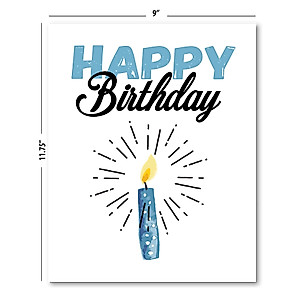 Small World Greetings Large Blue Happy Birthday Greeting Card from Group - Blank Inside With Envelope - 11.75" x 9" - Perfect for family, friends, colleagues, and more