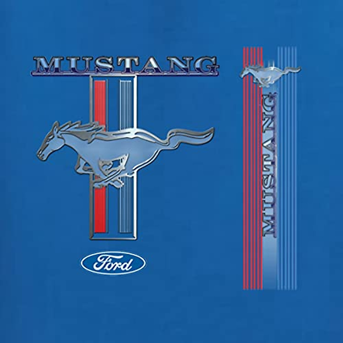 Ford Mustang Classic Pony USA Logo Emblem Cars and Trucks Front and Back Men's Graphic T-Shirt, Royal, Large