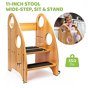 StrongTek Toddler Step Stool for Kitchen and Bathroom, Kids Step Stool for Learning, Toddler Kitchen Stool Helper, and Toddler Standing Tower - 28" High, with Wheels and Handles, 350 lbs Capacity