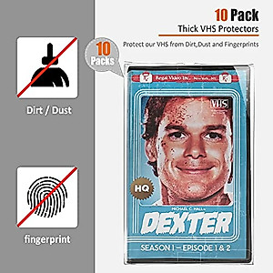 VHS Cover Storage Case, Clear VHS Cassette Display Case Container - 10 Packs