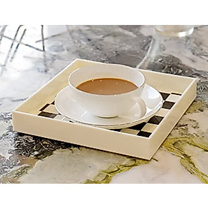 Benziert Set of 2 Acrylic Trays White Jewelry Trays Perfume Trays for Dresser Tray Black Bathroom Tray Vanity Tray for Bathroom countertop Makeup Tray Perfume Organizer Tray Checkered Decorative Tray