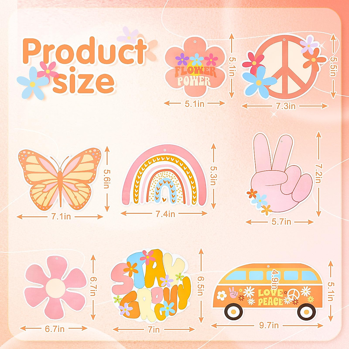 AnyDesign 36Pcs Two Groovy Party Hanging Swirls Decoration Kit Retro Hippie Boho Flower Butterfly Hanging Streamers Ceiling Spiral with Cutout Cardboard Ornaments for Home Classroom Birthday Supplies