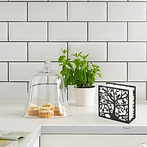 MyGift Black Metal Napkin Holder Cutout Tree and Bird Design for Table Top, Counter Top, Kitchen, Buffet, Restaurant, Dinner Party, Holiday Gifts