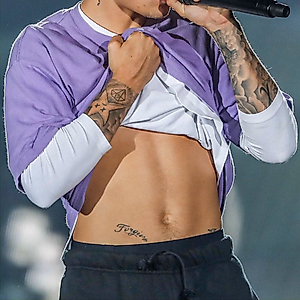 CARGEN Celebrity Life-Size Temporary Tattoos - Realistic Singer J.B Life-Size Temporary Tattoo Chest Back Arm Face Sleeves Fake Tattoo Stickers for Fans for Men Women for Boys Girls for Concert Party