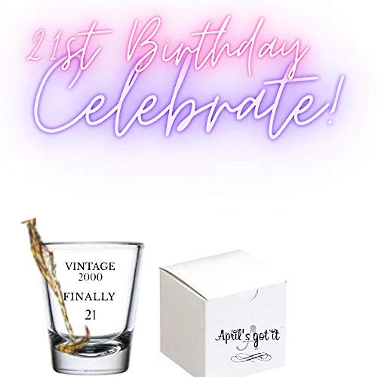 21st Birthday Shot Glass -21st Birthday Gifts- Finally 21 (2000)- 21st Birthday Compliments Birthday Decorations