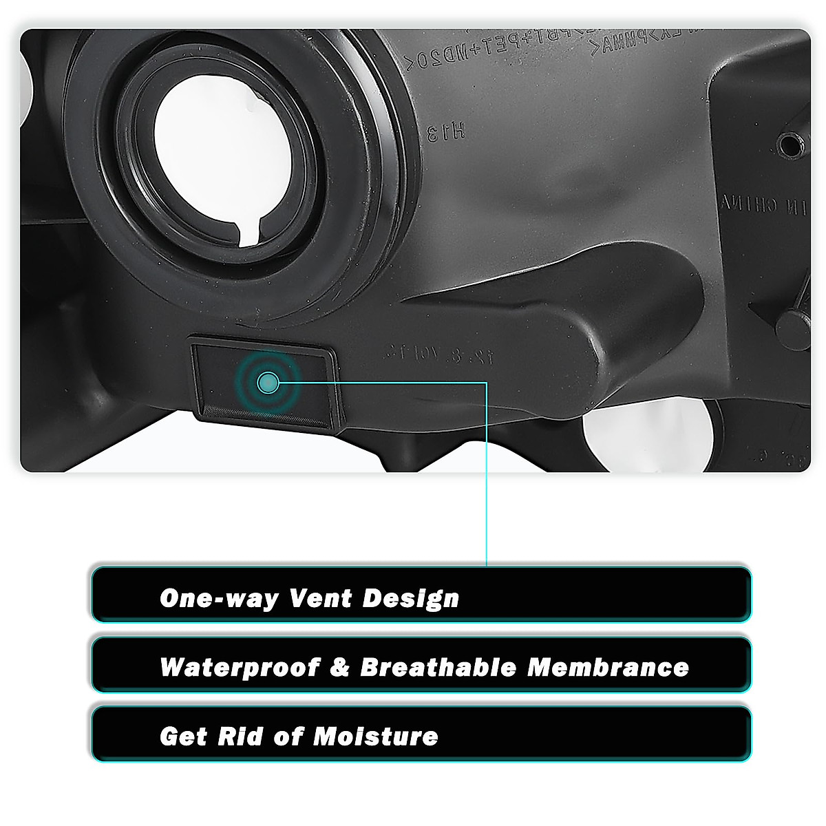 TUSDAR Headlights Assembly Set with Bulbs for 2007-2014 Ford Expedition Driver & Passenger Side (Black Housing with Amber Reflector)